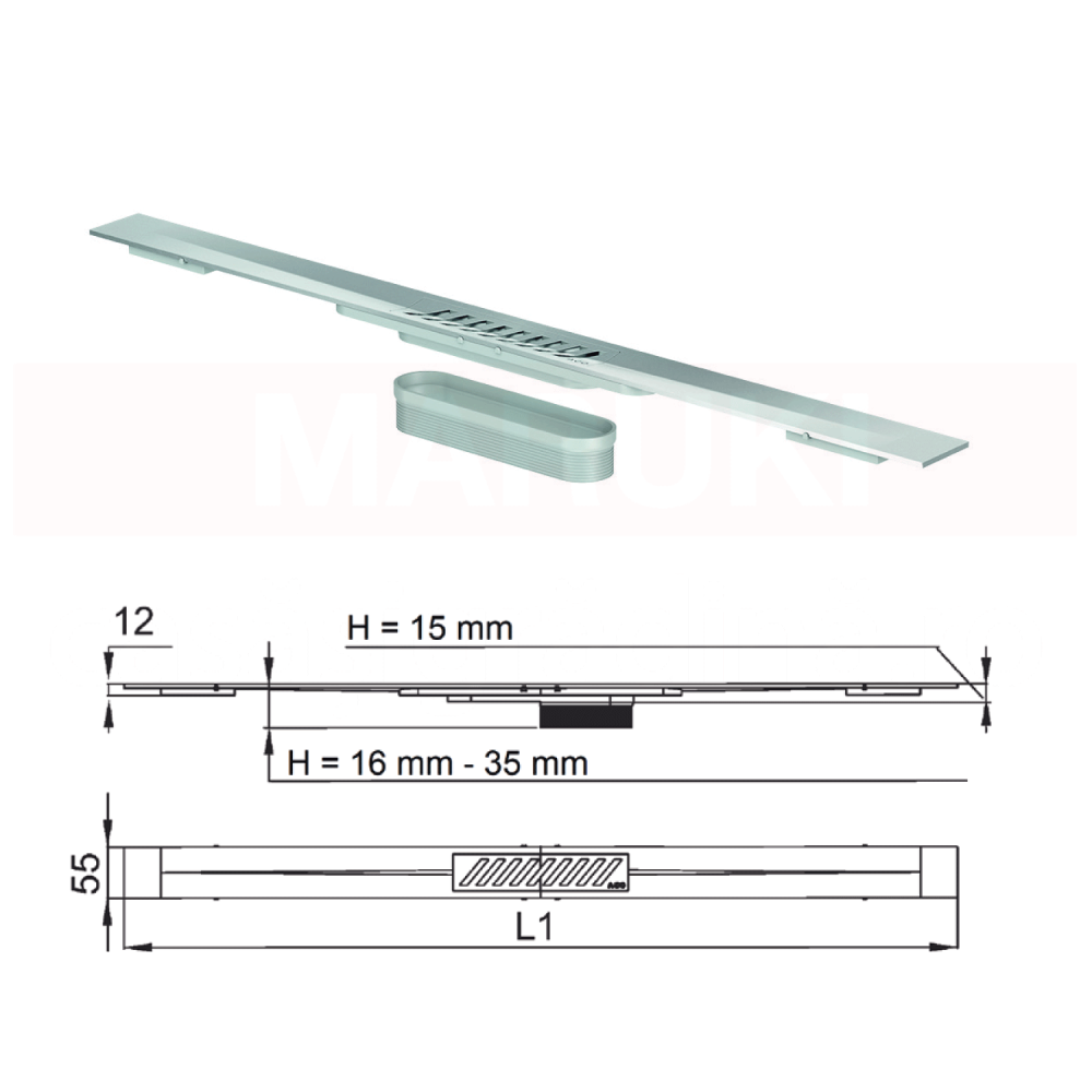 Rigola de dus modulara ACO ShowerDrain S+ cu inaltime redusa, flansa ...