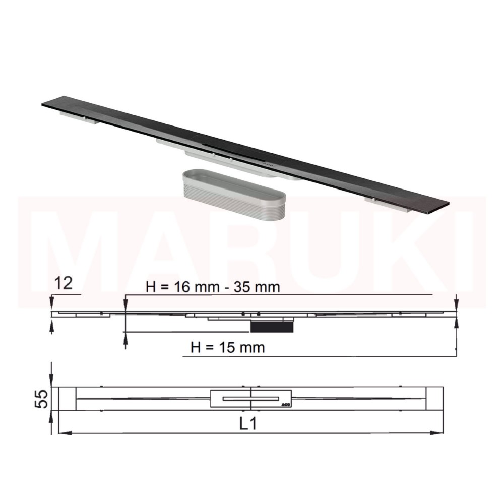 Rigola de dus modulara ACO ShowerDrain S+ cu inaltime redusa, flansa ...