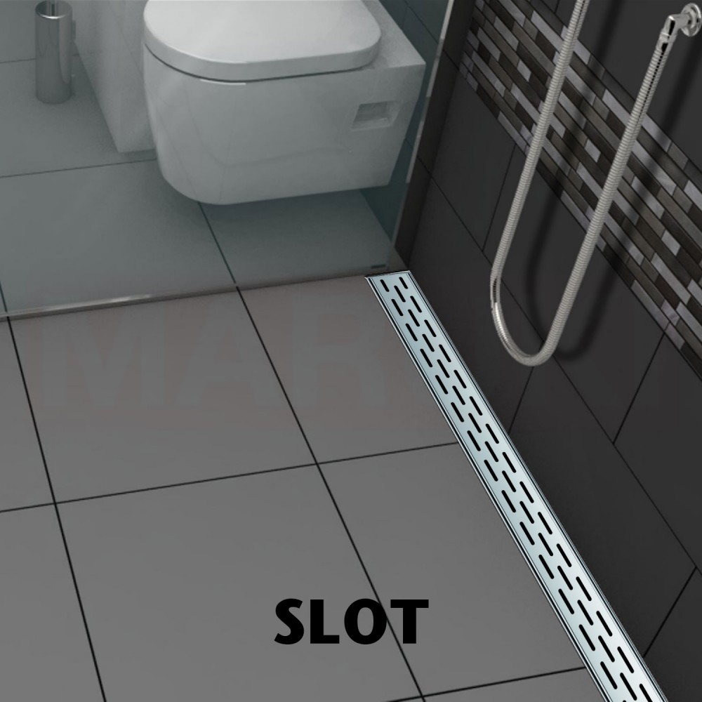 Rigola de dus din inox ACO ShowerDrain C cu flansa perete, gratar Slot ...