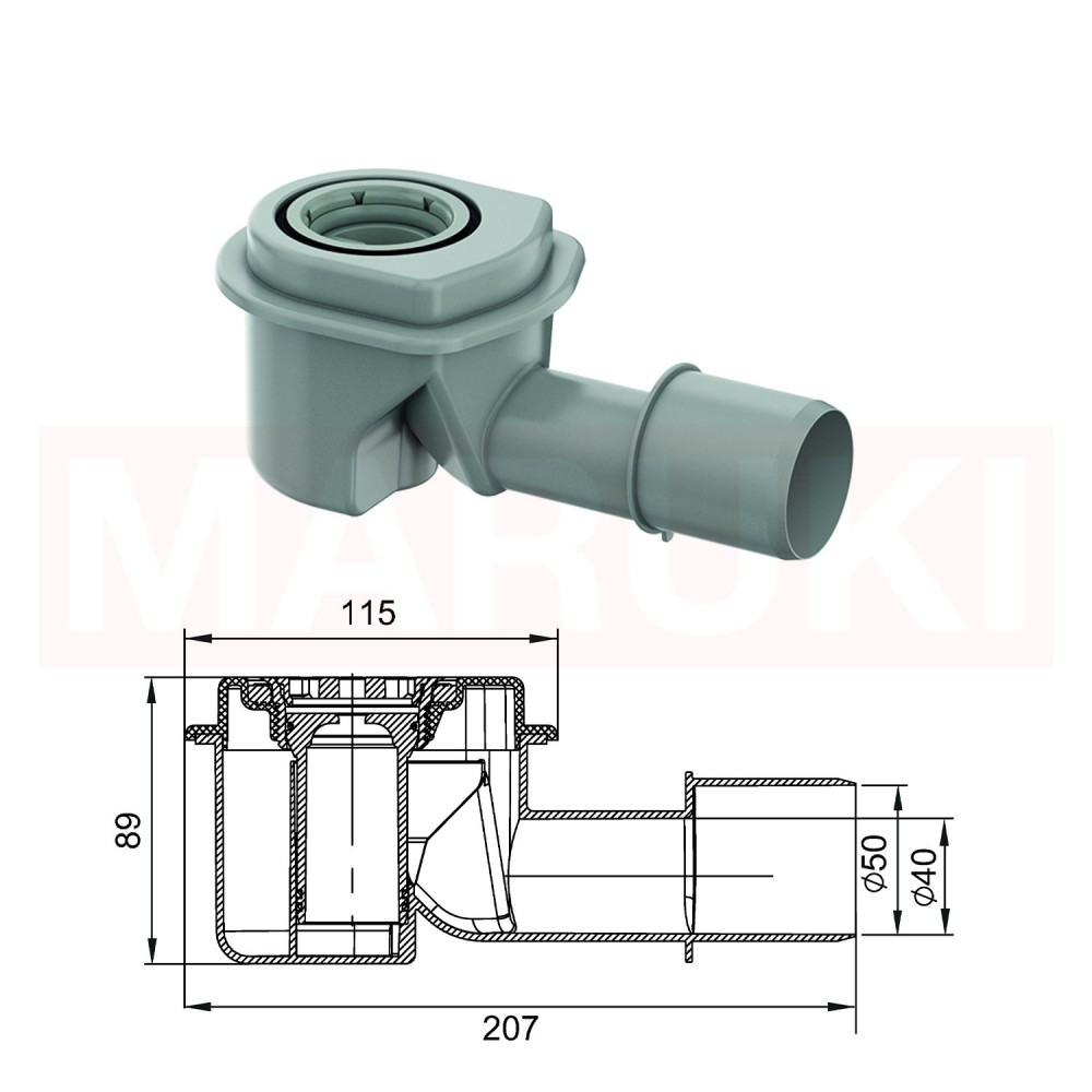 Rigola de dus din inox ShowerDrain M+ cu flansa perete, gratar Quadrato ...