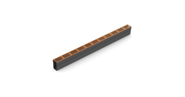 Rigola ACO Slimline din plastic, gratar cu fante din Corten, lungime 100cm